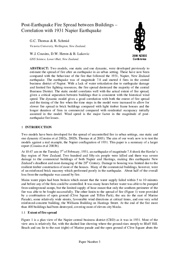 (PDF) Post-earthquake Fire Spread Between Buildings Estimating And ...