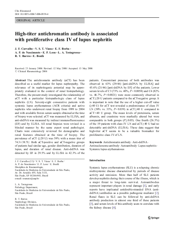 (PDF) High-titer antichromatin antibody is associated with ...