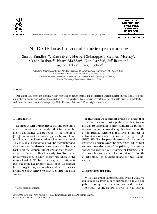 (PDF) NTD-GE-based microcalorimeter performance