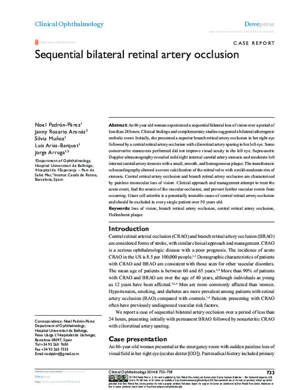 (PDF) Sequential bilateral retinal artery occlusion