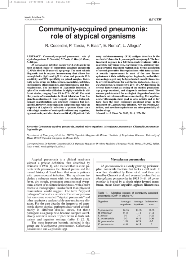 (PDF) Community-acquired pneumonia: role of atypical organisms