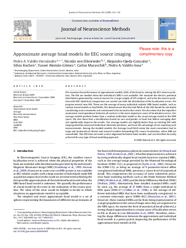Approximate Average Head Models For Eeg Source Imaging