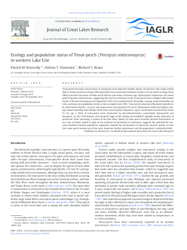 (PDF) Ecology and population status of Trout-perch (Percopsis ...