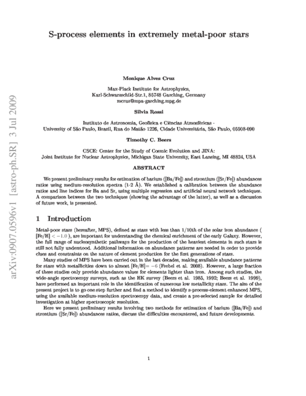 (PDF) Searching for s-Process-Enhanced Metal-Poor Stars