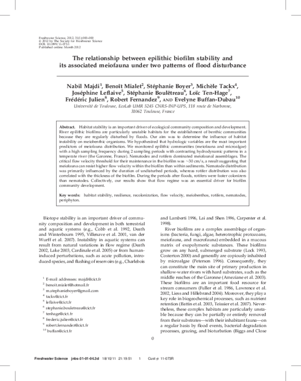 (PDF) The relationship between epilithic biofilm stability and its ...