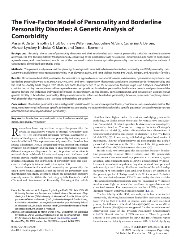 (PDF) The Five-Factor Model of Personality and Borderline Personality ...
