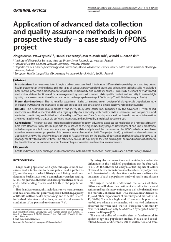 (PDF) Advanced Data Collection in PONS Study