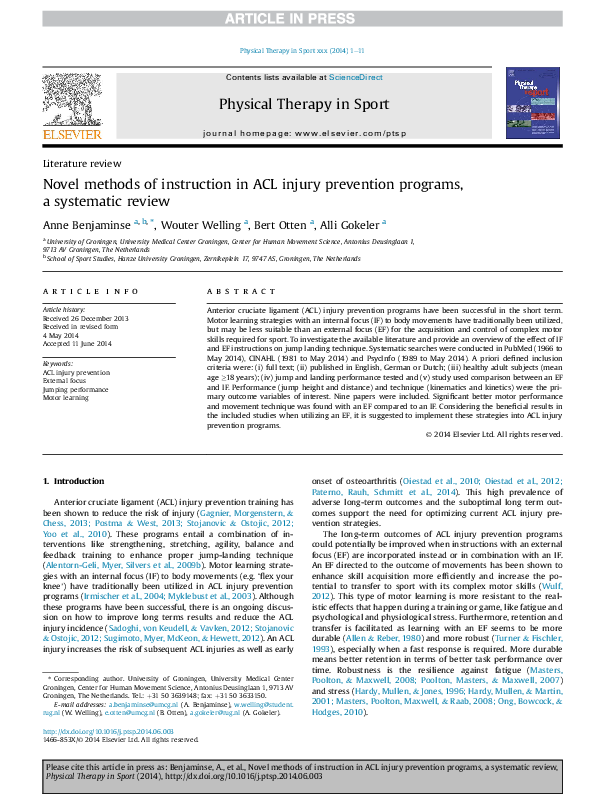 (PDF) Novel methods of instruction in ACL injury prevention programs, a ...