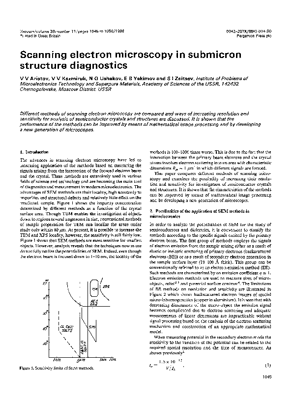 (PDF) Scanning electron microscopy in submicron structure diagnostics