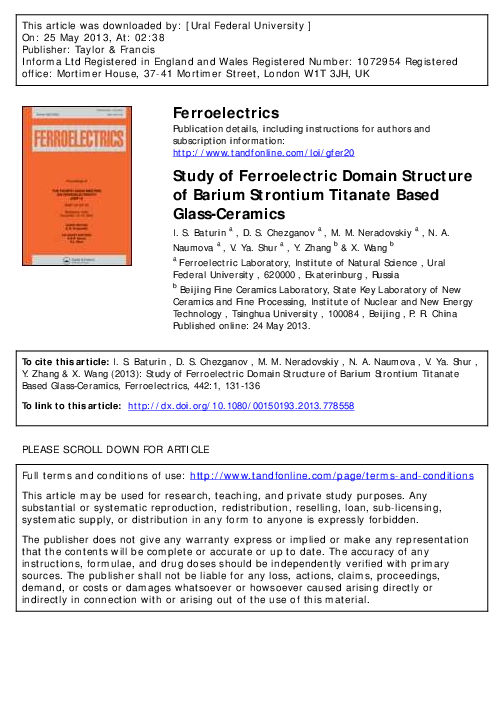 (PDF) Study of Ferroelectric Domain Structure of Barium Strontium Titanate Based Glass-Ceramics