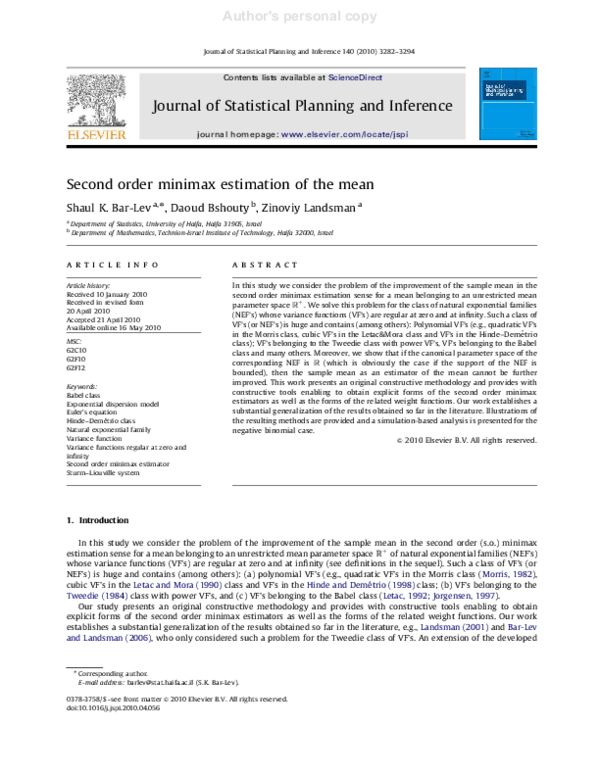 (PDF) Second order minimax estimation of the mean