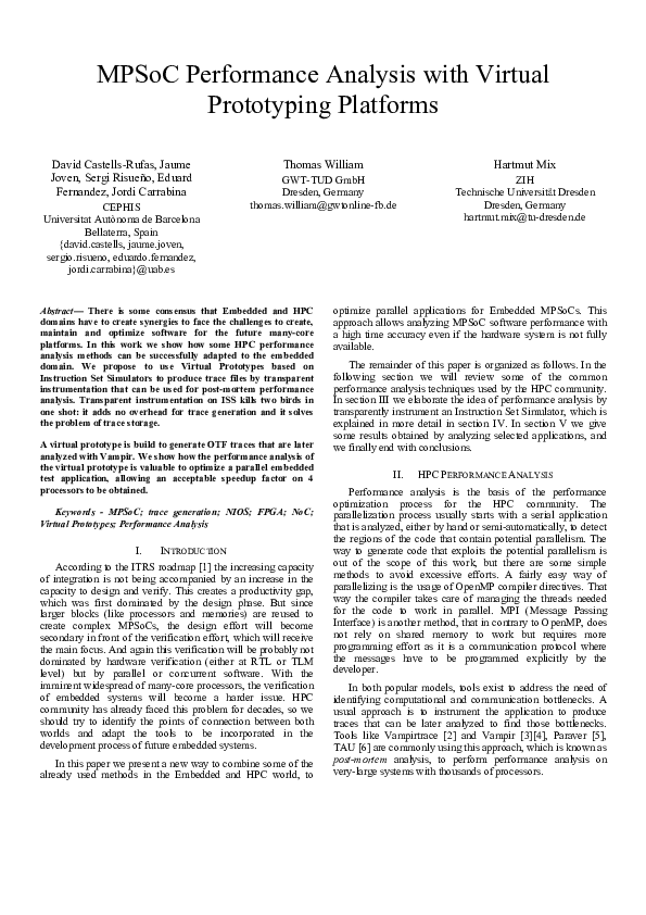 (PDF) MPSoC Performance Analysis with Virtual Prototyping Platforms