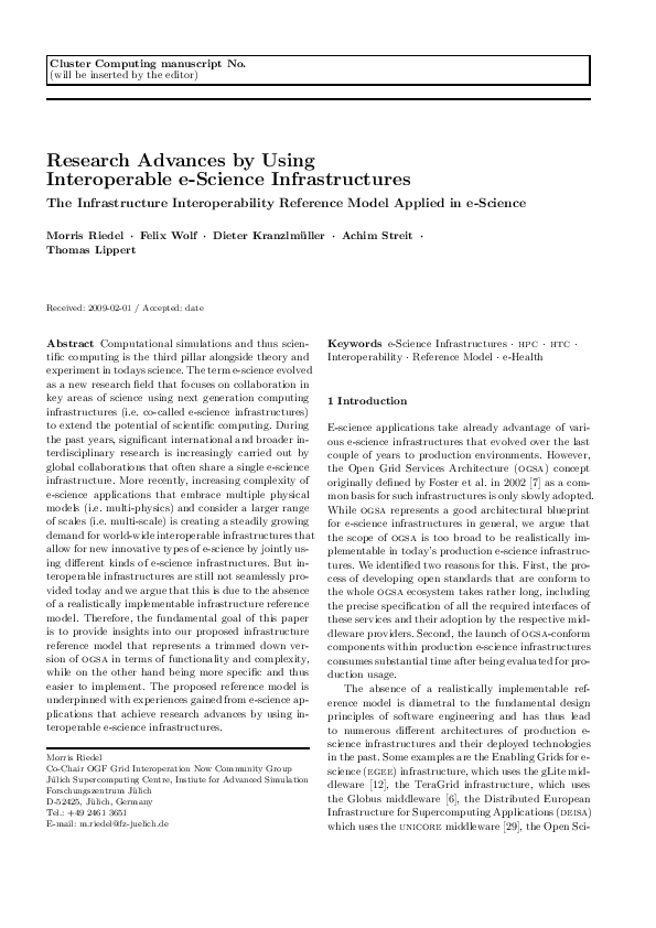 (PDF) Research advances by using interoperable e-science infrastructures