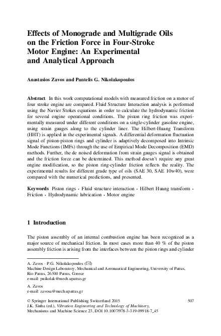 (PDF) Effects of Monograde and Multigrade Oils on the Friction Force in ...