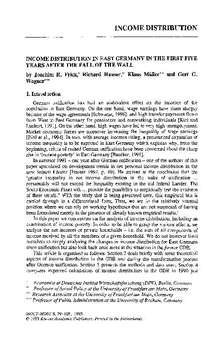 (PDF) Income distribution in East Germany in the first five years after ...