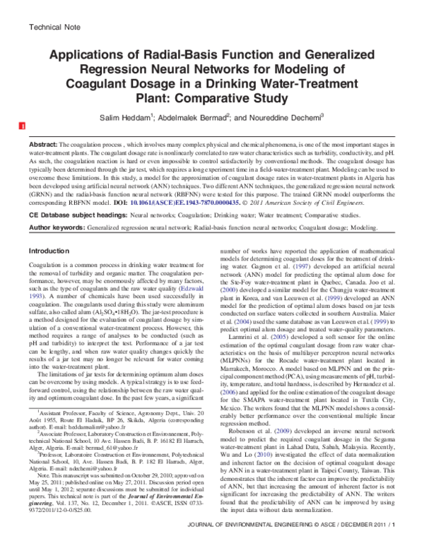 (PDF) Applications of Radial-Basis Function and Generalized Regression Neural Networks for ...