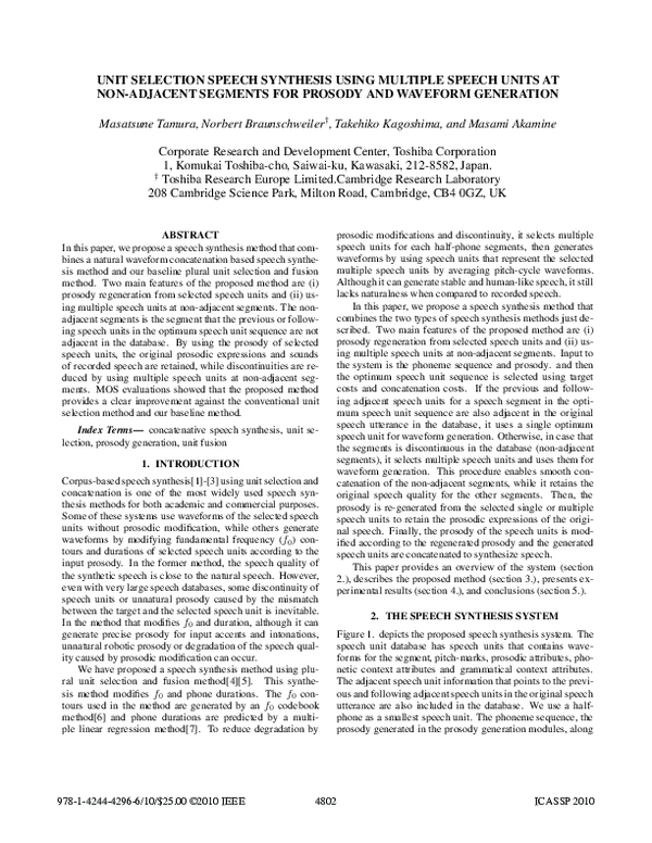 (PDF) Unit selection speech synthesis using multiple speech units at non-adjacent segments for ...