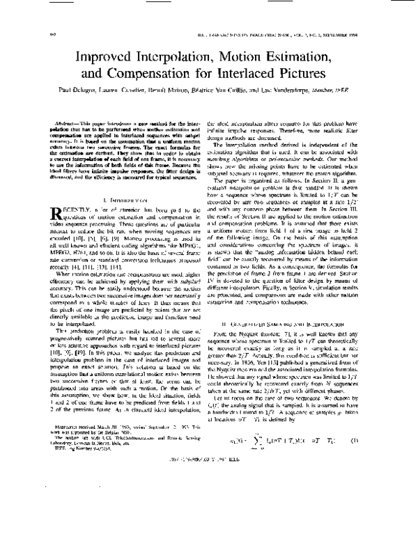 (PDF) Improved interpolation, motion estimation, and compensation for ...