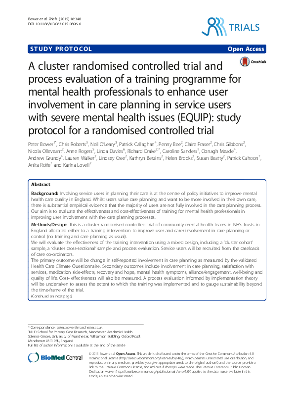 (PDF) A cluster randomised controlled trial and process evaluation of a training programme for ...