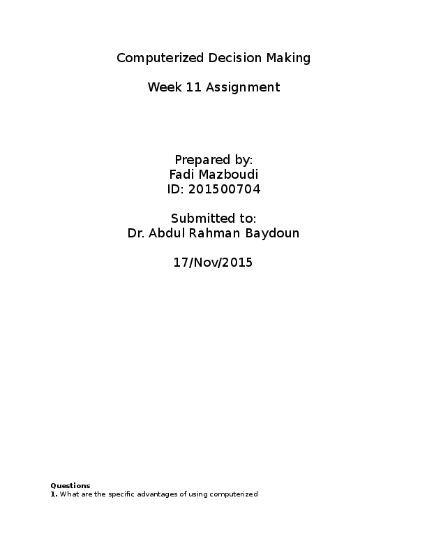 (DOC) Computerized Decision Making