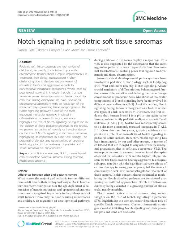 (PDF) Notch signaling in pediatric soft tissue sarcomas