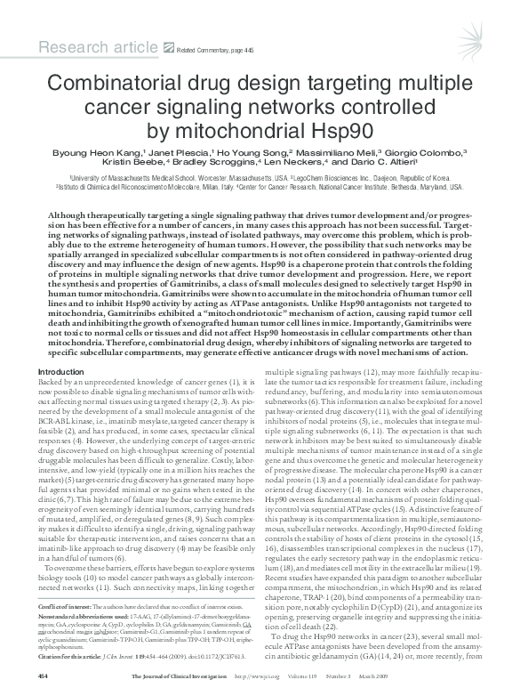 (PDF) Combinatorial drug design targeting multiple cancer signaling ...