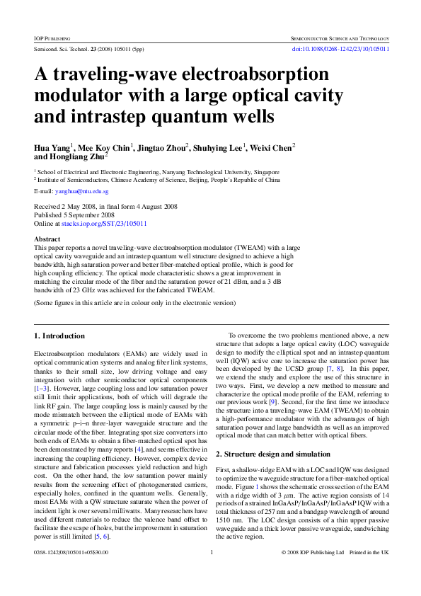 (PDF) A traveling-wave electroabsorption modulator with a large optical ...