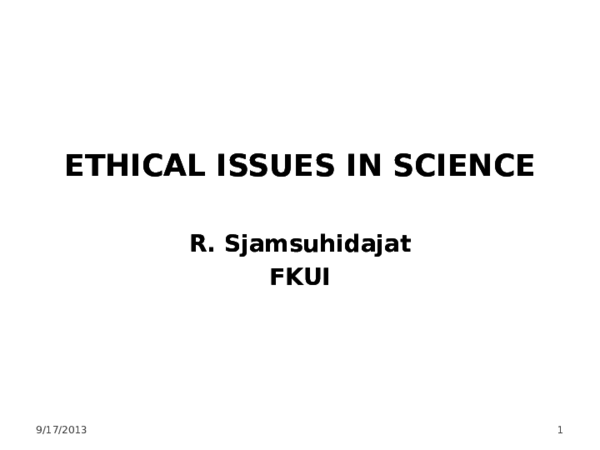 (PPT) ETHICAL ISSUES IN SCIENCE