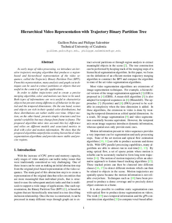 (PDF) Hierarchical video representation with trajectory binary partition tree