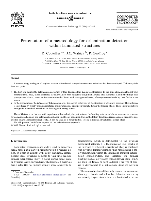 Pdf Presentation Of A Methodology For Delamination Detection Within Laminated Structures