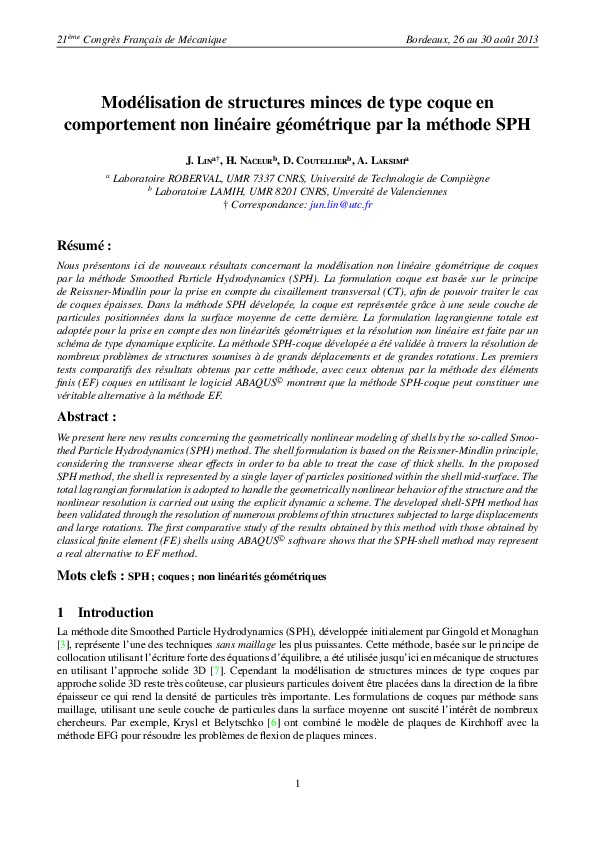 (PDF) Modélisation de structures minces de type coque en comportement ...
