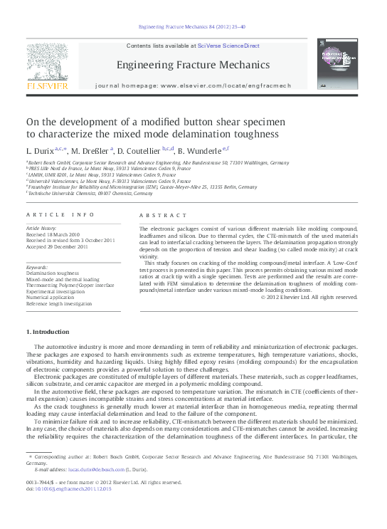 (PDF) On the development of a modified button shear specimen to ...