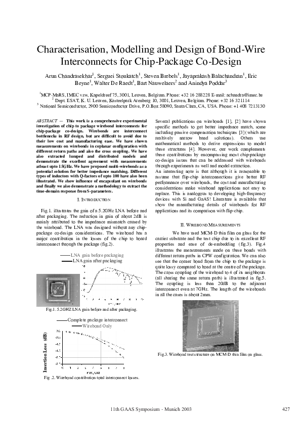 (PDF) Characterisation, Modelling and Design of Bond-Wire Interconnects ...