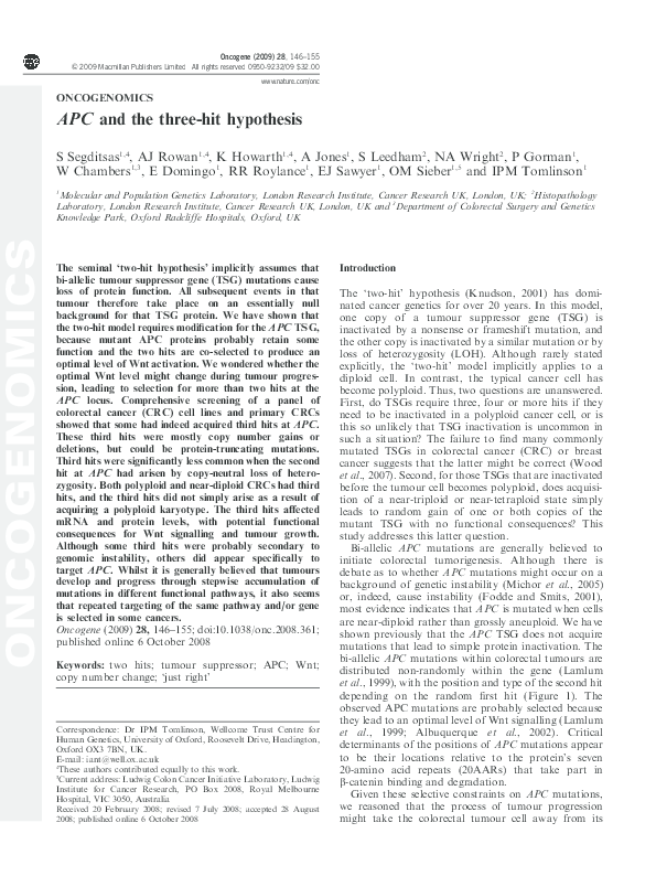 (PDF) APC and the three-hit hypothesis
