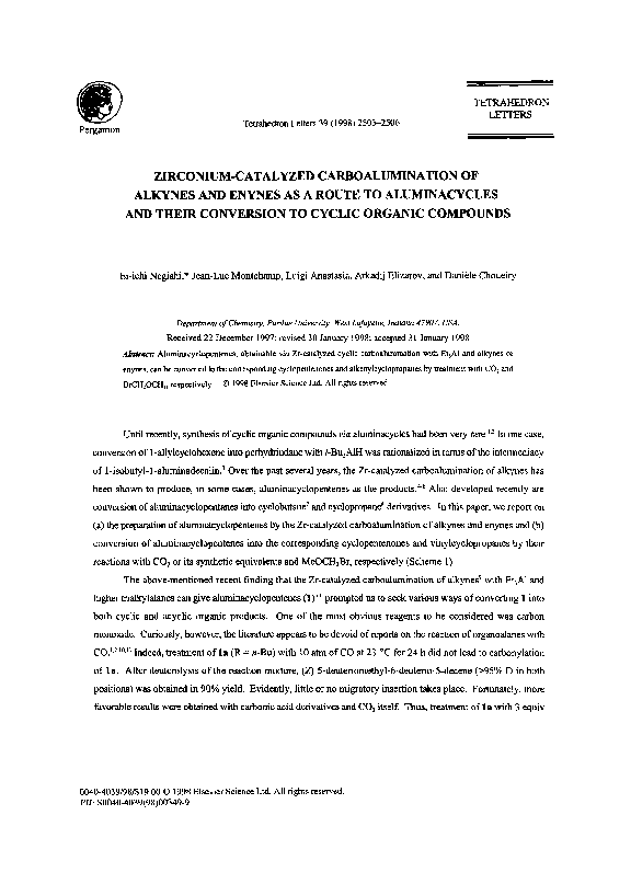 (PDF) Mechanism of Cp2ZrCl2-catalyzed olefin hydroalumination by ...