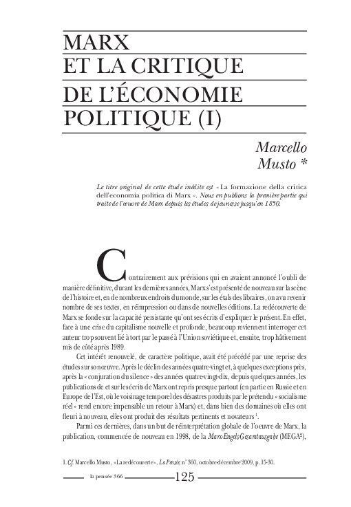 Karl MARX (1859) CRITIQUE DE L'ÉCONOMIE POLITIQUE