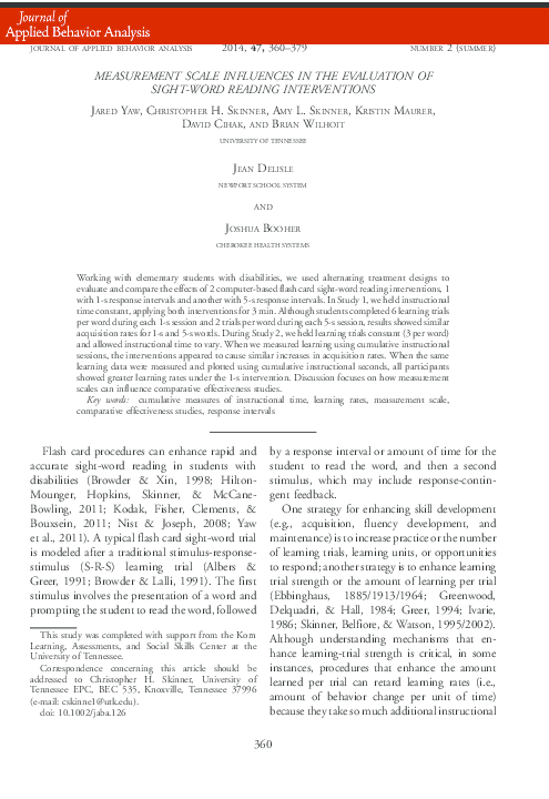 (PDF) Measurement scale influences in the evaluation of sight-word ...