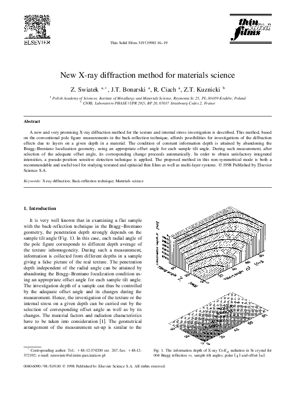 (PDF) New X-ray diffraction method for materials science
