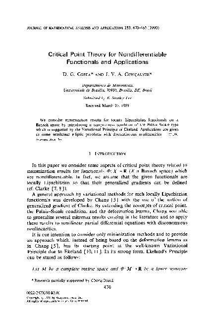 (PDF) Critical point theory for nondifferentiable functionals and applications