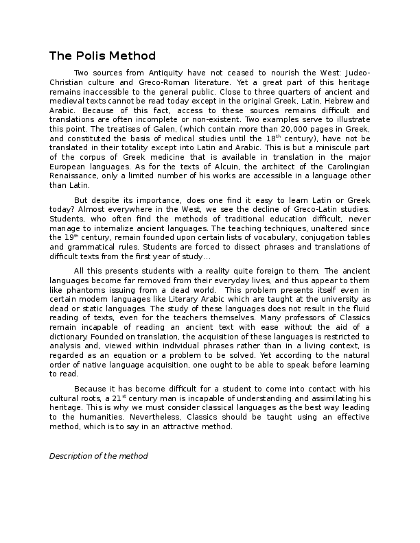 (DOC) The Polis Method