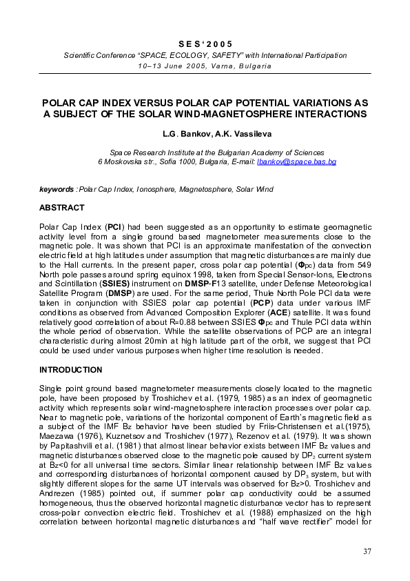 (PDF) POLAR CAP INDEX VERSUS POLAR CAP POTENTIAL VARIATIONS AS A ...