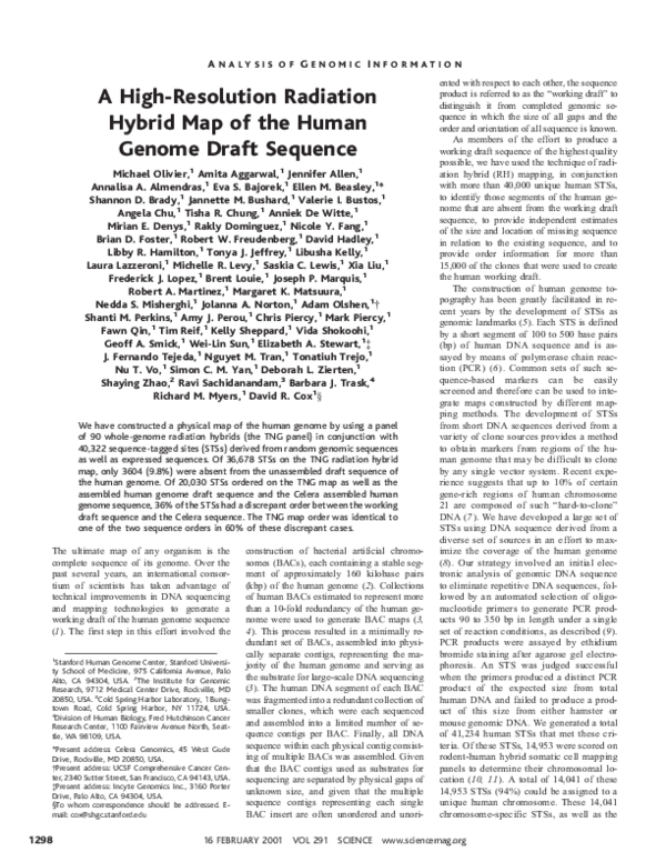 A High-Resolution Radiation Hybrid Map of the Human Genome Draft Sequence