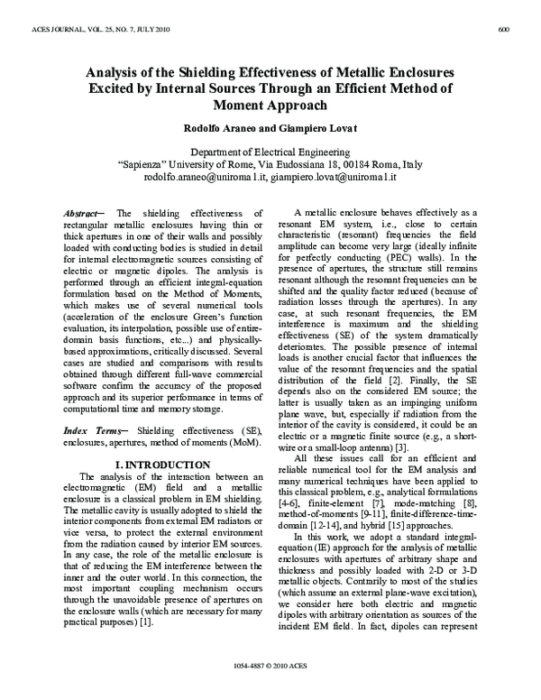(PDF) Analysis of the shielding effectiveness of metallic enclosures ...