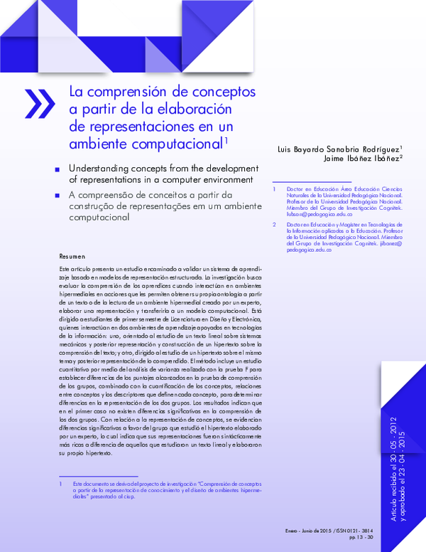 (PDF) La comprensión de conceptos a partir de la elaboración de representaciones en un ambiente ...