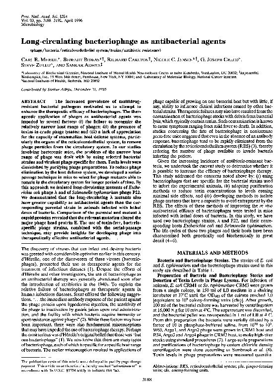 (PDF) Long-circulating bacteriophage as antibacterial agents