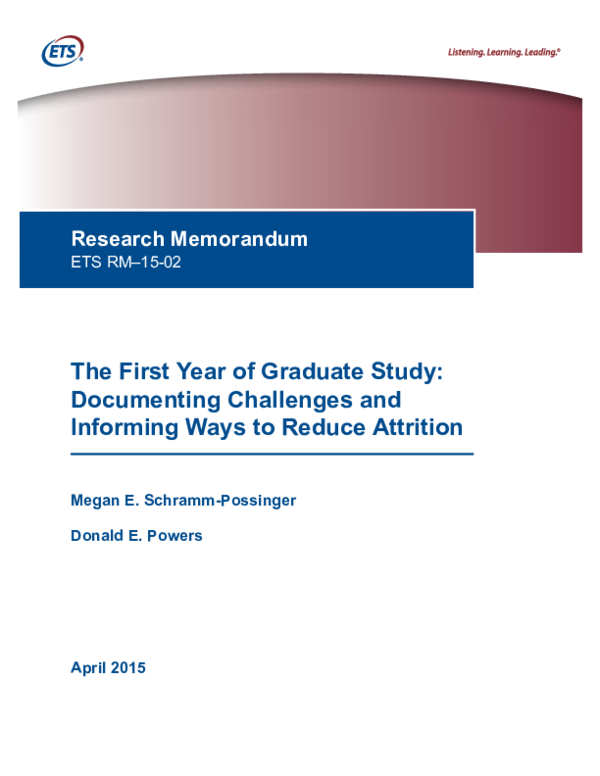 (PDF) The First Year of Gradaute Study: Documenting Challenges and ...