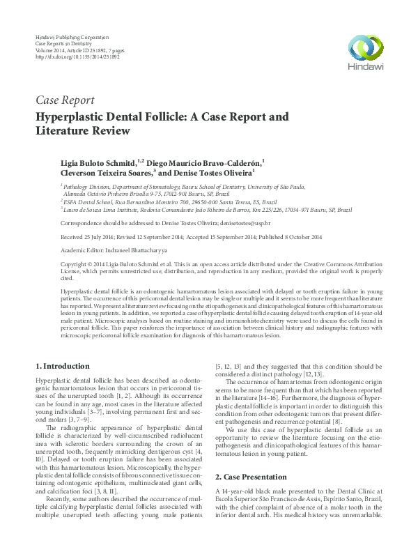 (PDF) Hyperplastic Dental Follicle: A Case Report and Literature Review