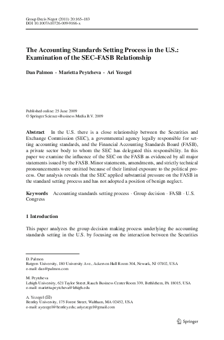 (PDF) The Accounting Standards Setting Process in the U.S.: Examination ...