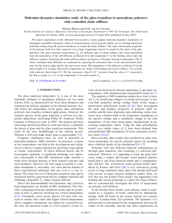 (PDF) Molecular-dynamics simulation study of the glass transition in ...