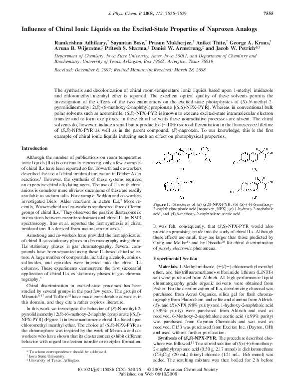 (PDF) Influence of Chiral Ionic Liquids on the Excited-State Properties ...